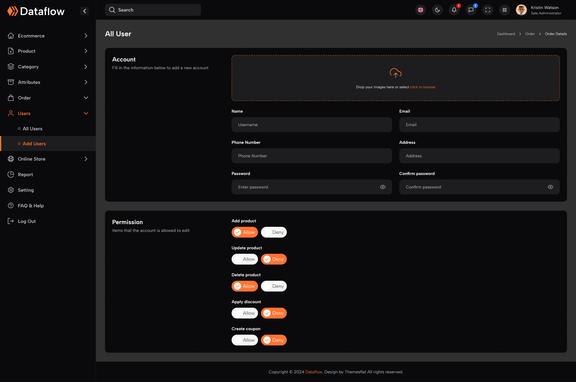 Dataflow - eCommerce Admin Dashboard Figma Template by themesflat | ThemeForest